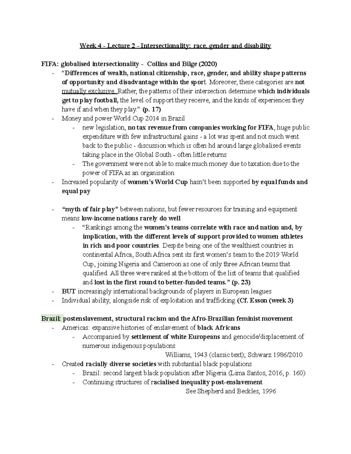 Week 4 - Lecture 2 - Intersectionality race, gender and disability - Week 4 - Lecture 2 - - Studocu