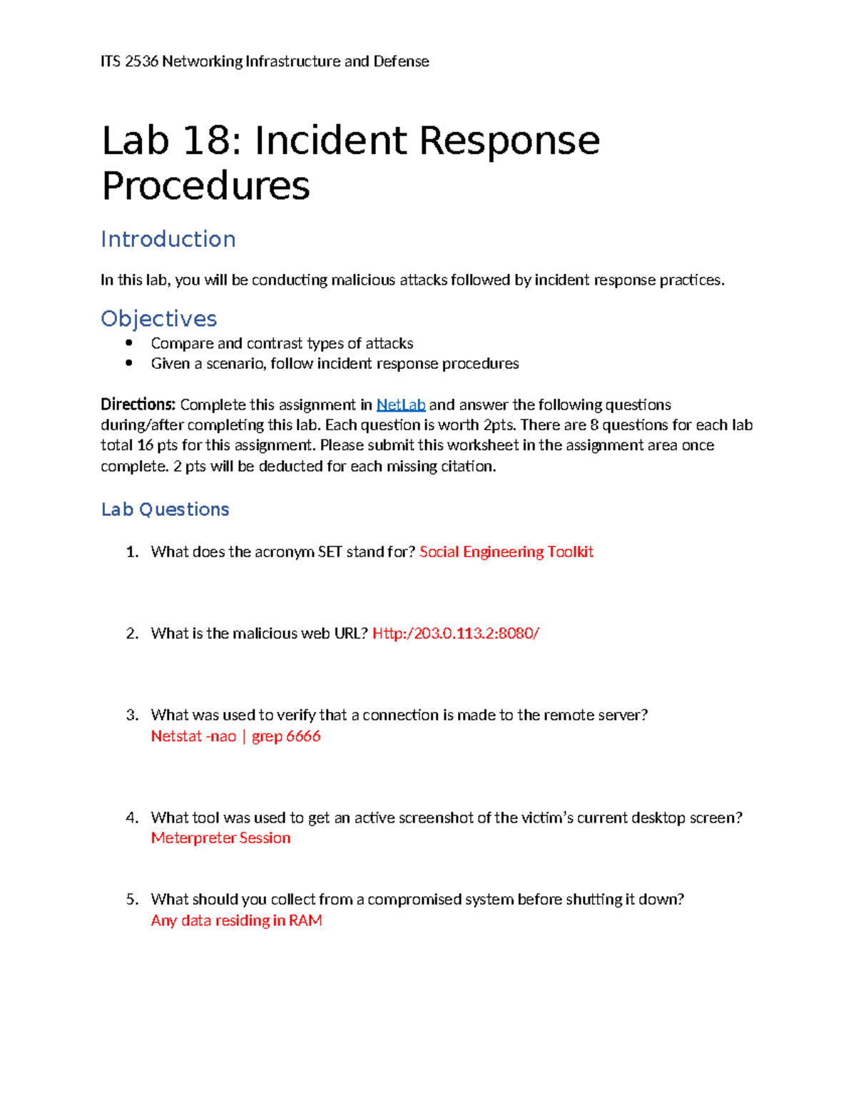 Lab 18 Worksheet - ITS 2536 Networking Infrastructure and Defense Lab ...
