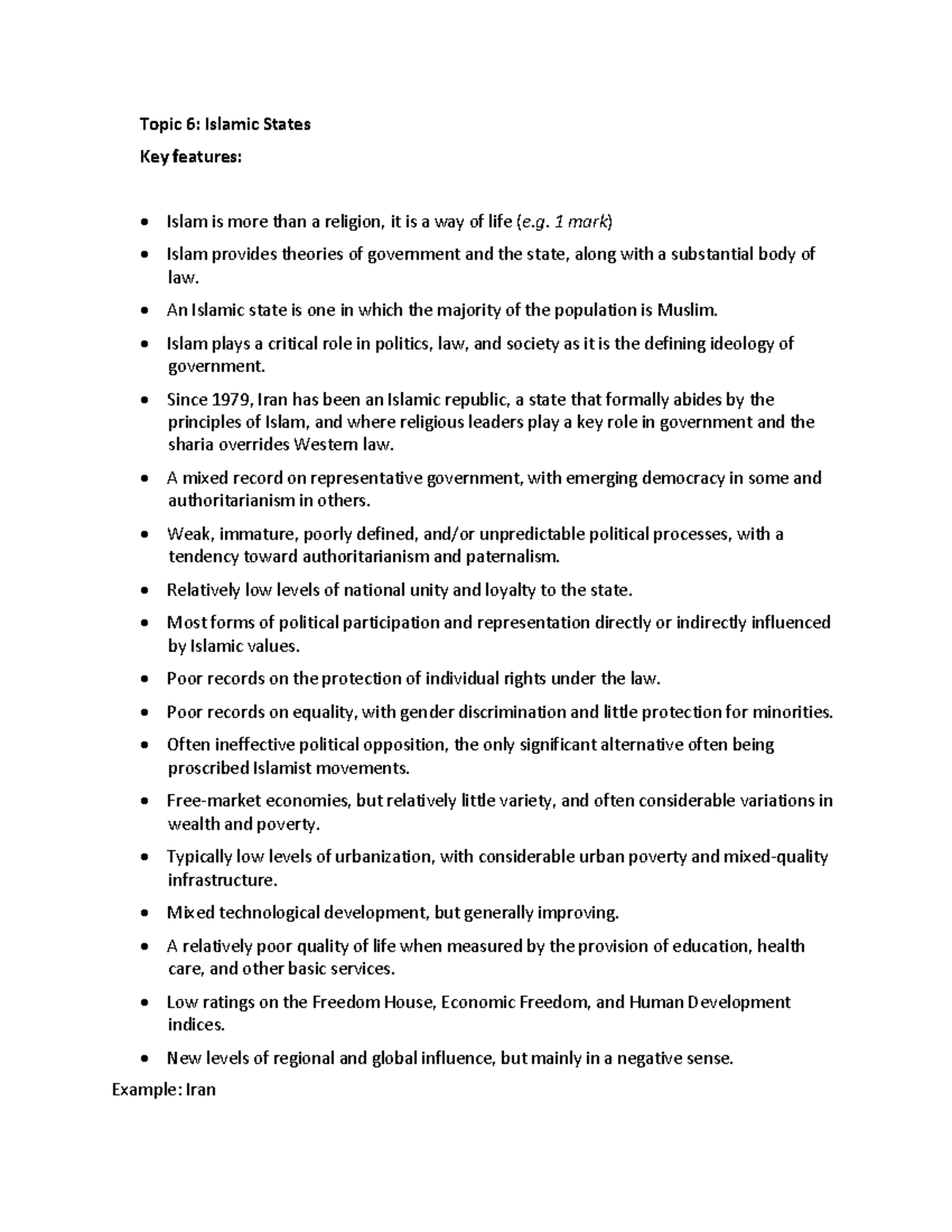 Mc Cormick Lecturer Notes Topic 6 Islamic States-1 - Topic 6: Islamic ...