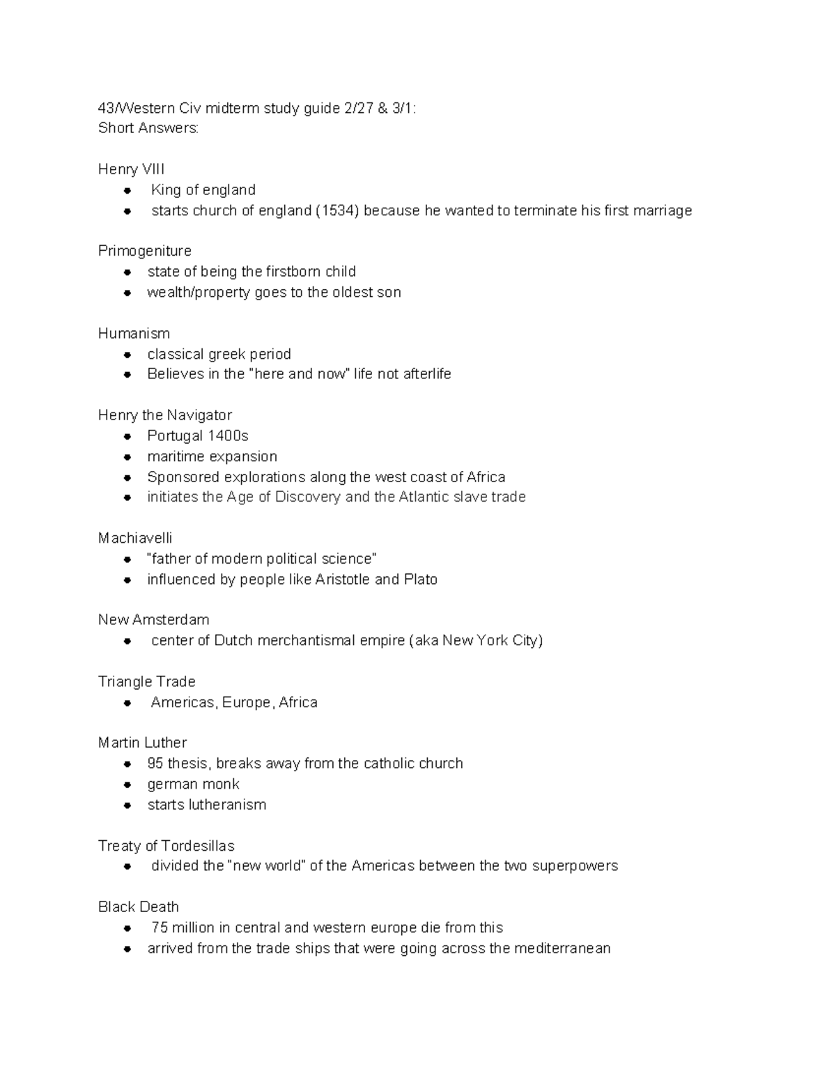 Western Civ midterm study guide - Hundred Years’ War England and France ...