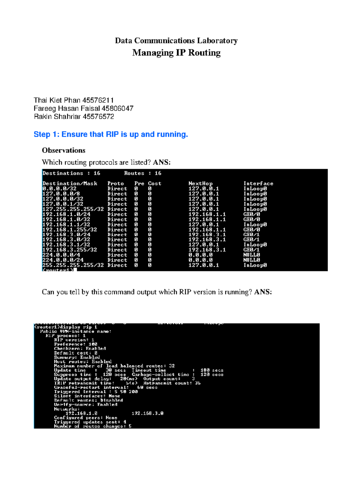 Managing Rip Template Practical Data Communication Data Communications Laboratory Managing Ip