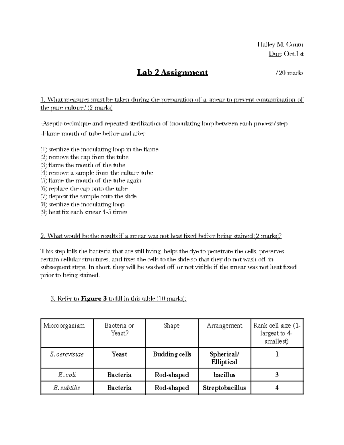 Micro Lab 2 Assignment Hailey M Coutu Due Oct Lab 2 Assignment 20 Marks What Measures Must 