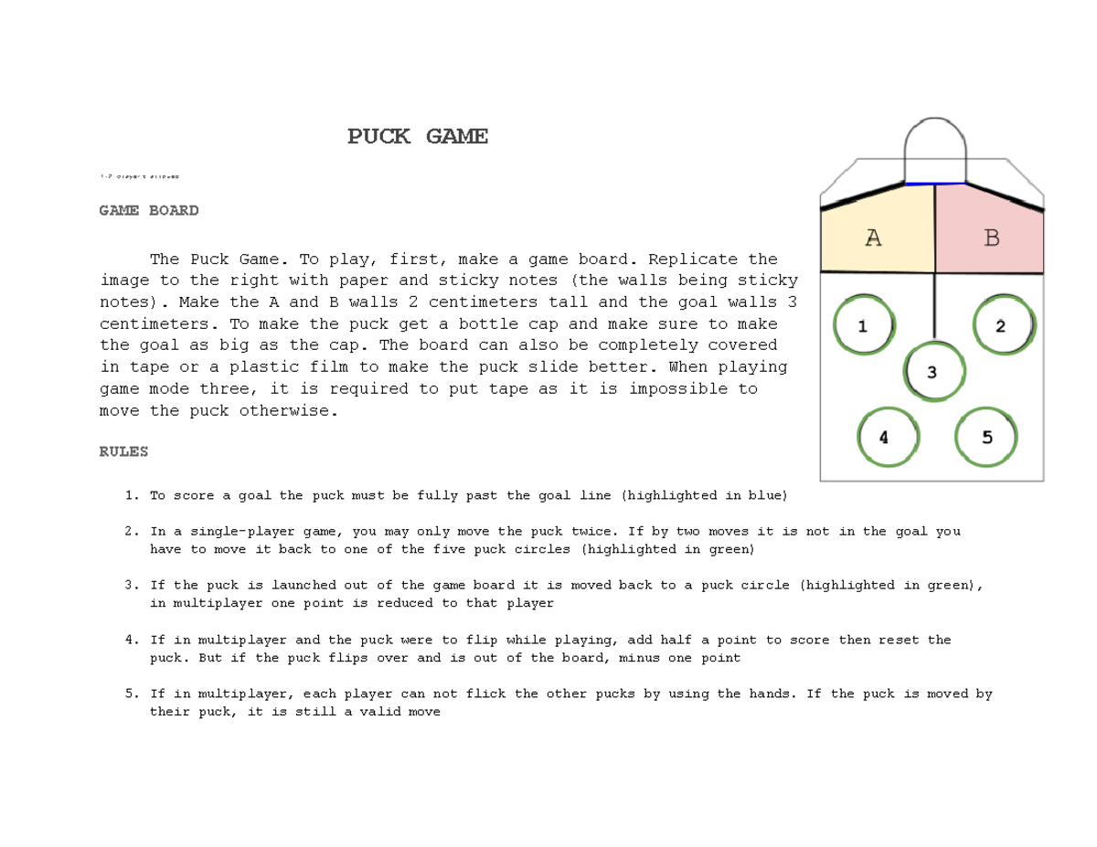 PUCK GAME - Make your own game with provided materials and create a ...