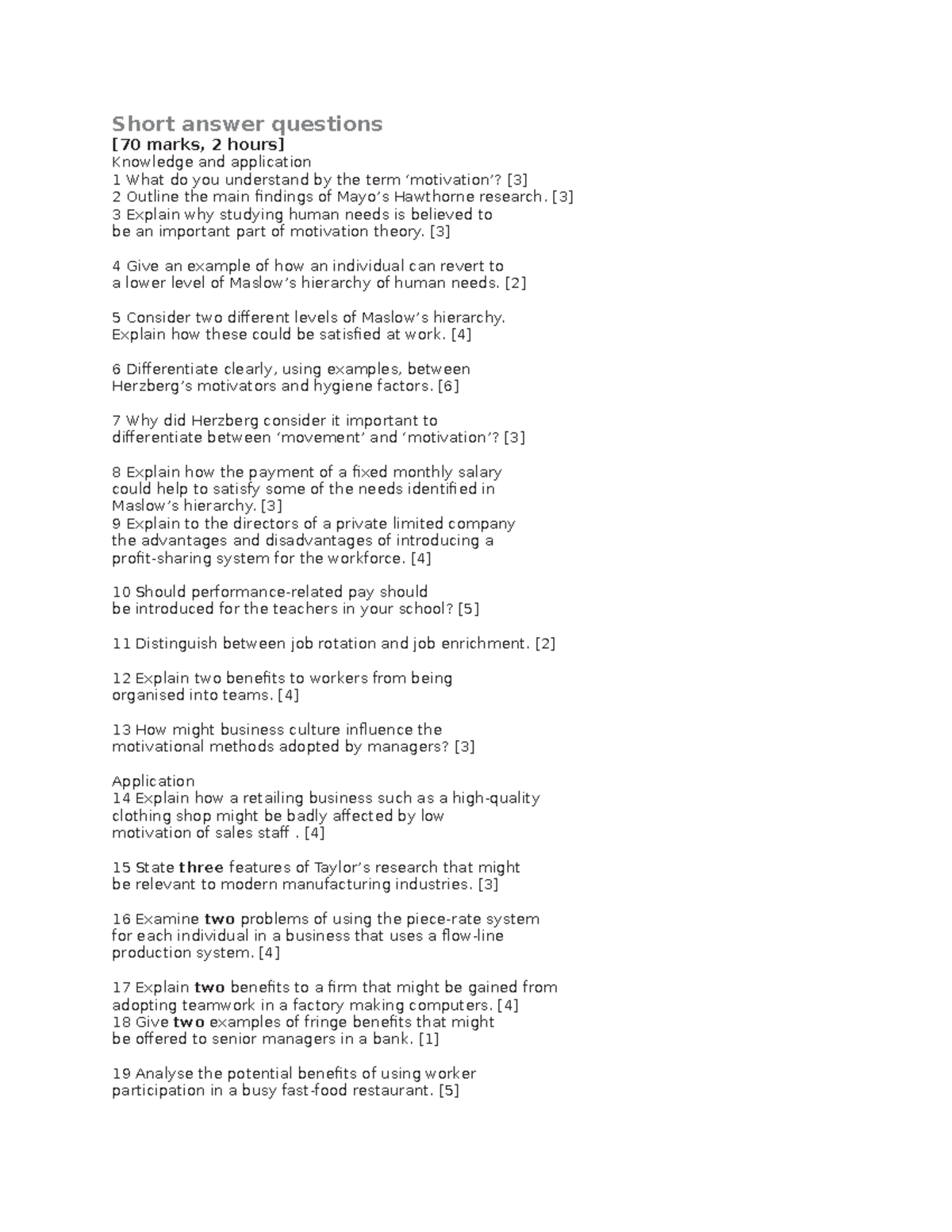 AS level C2 Theories Task - Short answer questions [70 marks, 2 hours ...