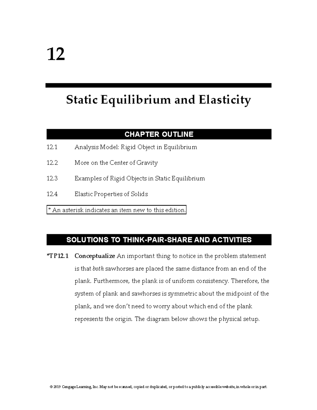 Chapter 12 - Practice Material - 12 Static Equilibrium and Elasticity CHAPTER OUTLINE 12 ...