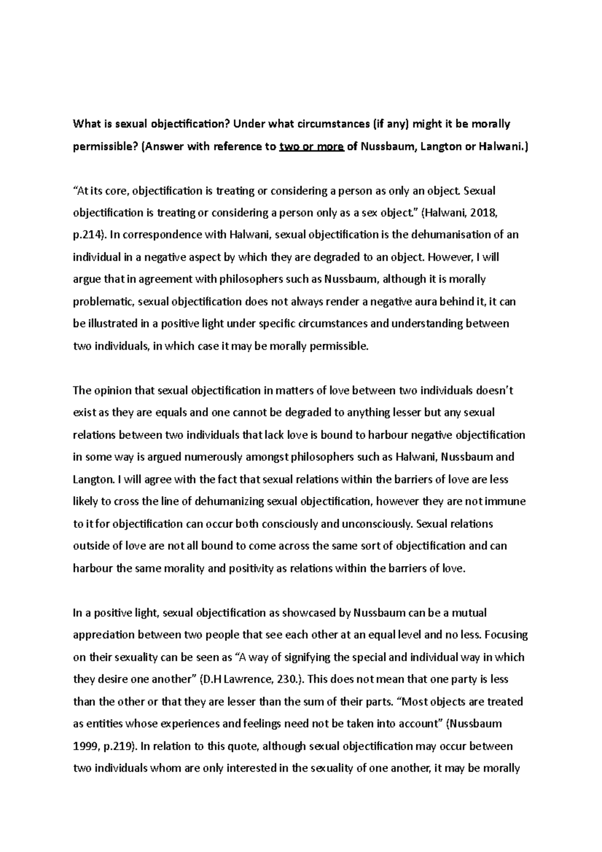 Objectification Essay - What is sexual objectification? Under what ...