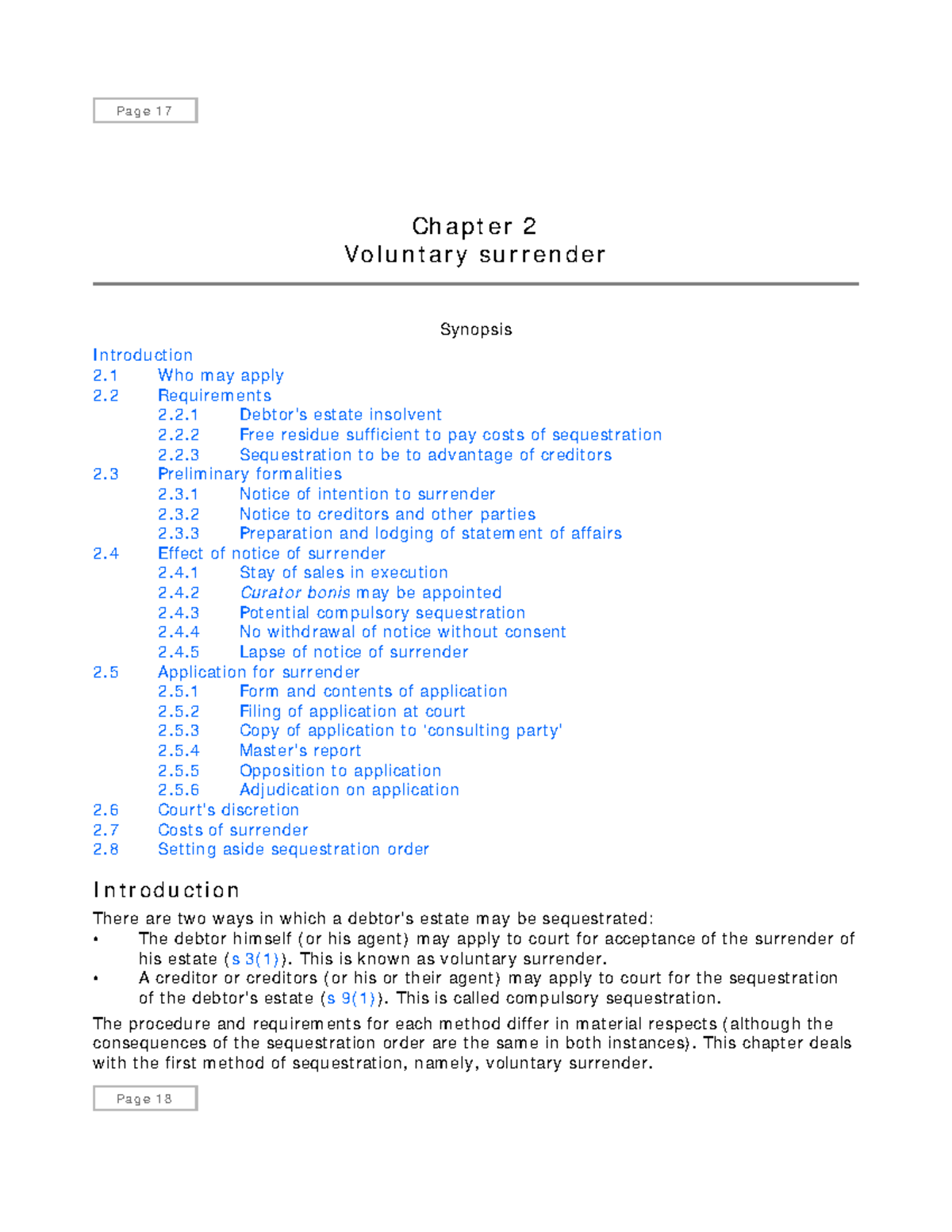 Cjapter 2 - Voluntary surrender (Insolvency Law) - 2. 1 2. 2 2. 2. 1 2 ...