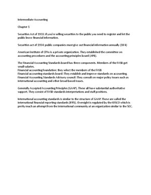 Acc Chapter 2 Notes Intermediate Accounting Chapter 2 The Need For A