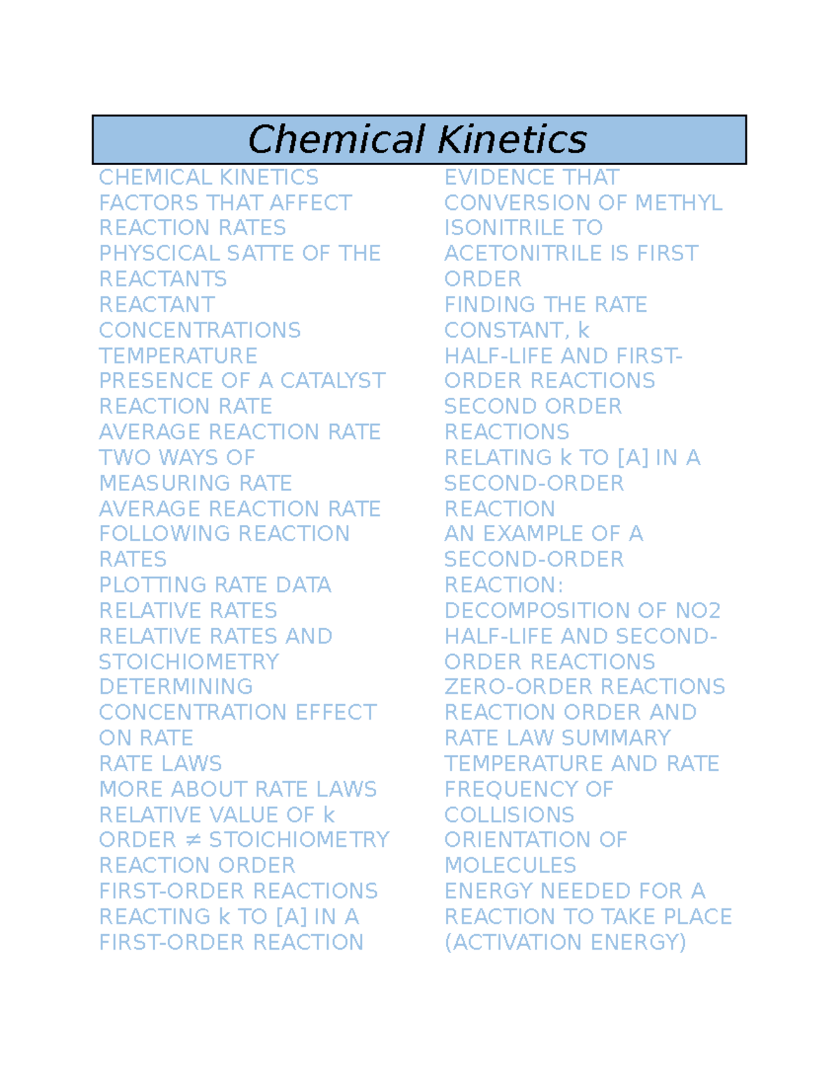 Chapter 14-Chemical Kinetics Notes - Chemical Kinetics CHEMICAL ...