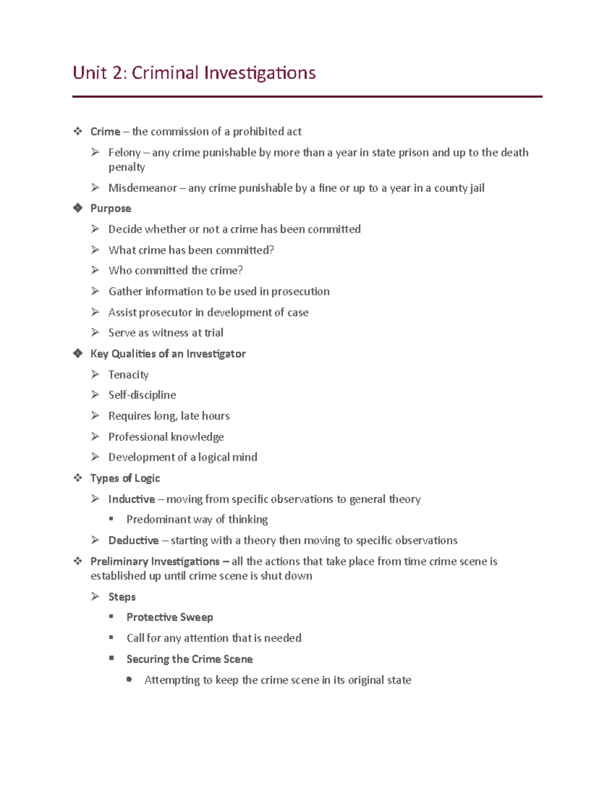 Unit 2 2 Lecture Notes All Notes For Test 2 Unit 2 Criminal