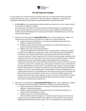 PSY 328 Project 1 Milestone - PSY 328 Project One Milestone Template To ...