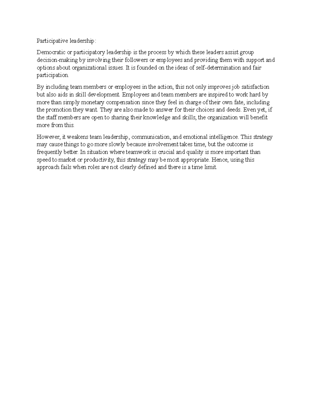 Participative leadership - Participative leadership: Democratic or ...