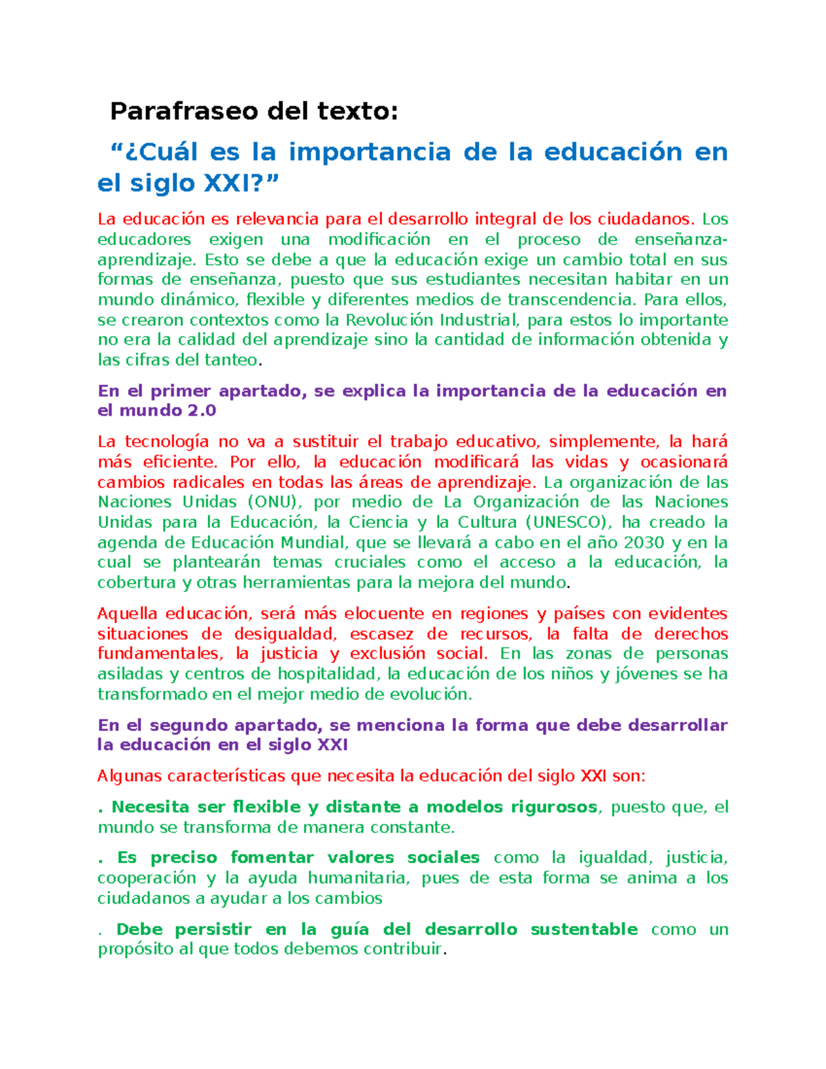 11. Parafraseo - Reseña resúmen del trabajo BB - Parafraseo del texto ...