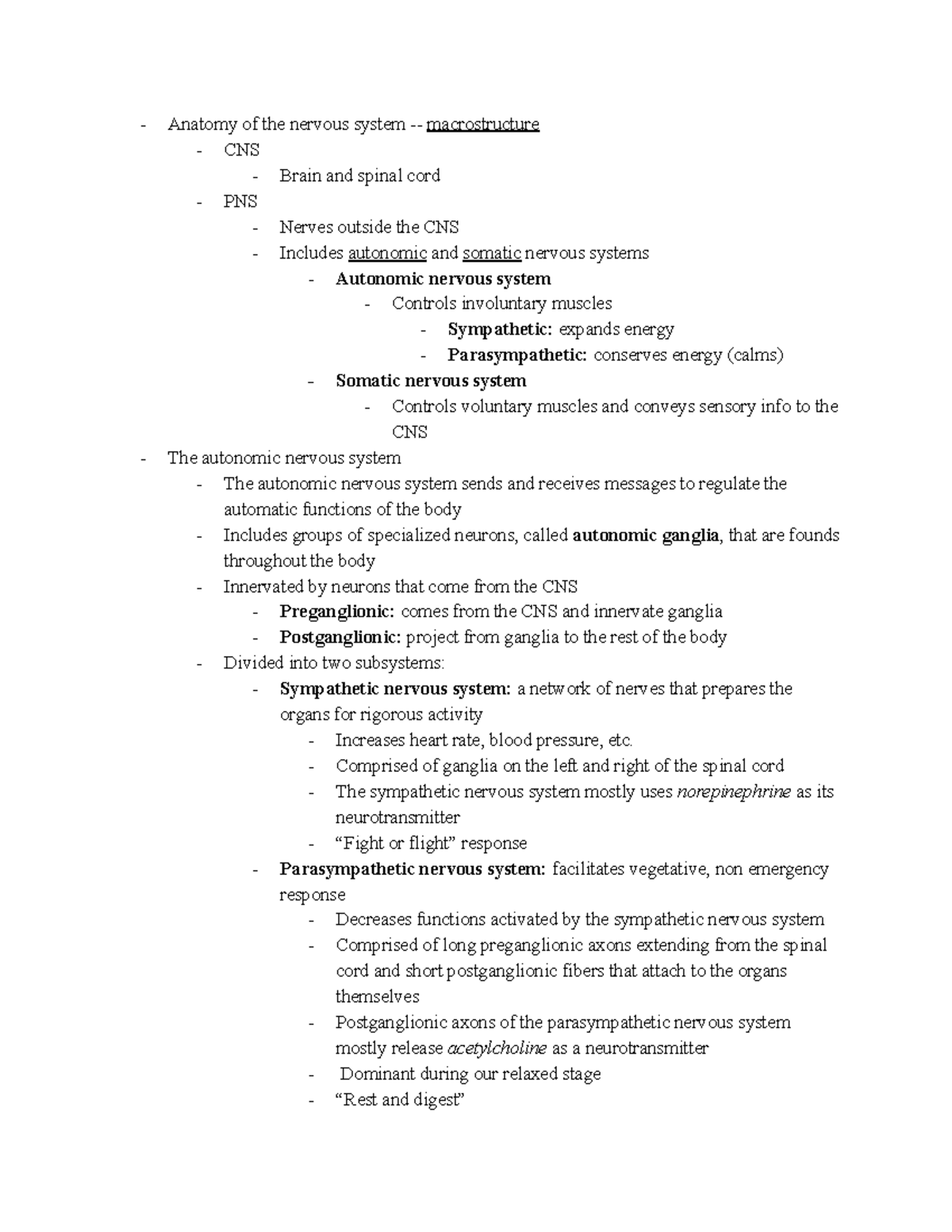 Psyc 210 neuroanatomy - notes from online lecture - Anatomy of the ...