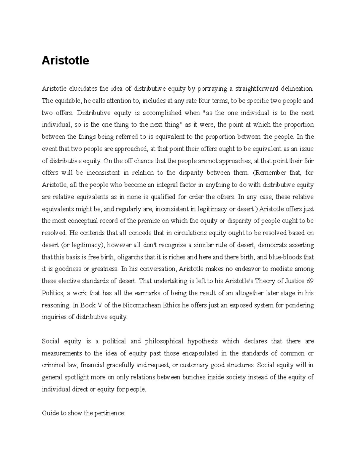 Notes on Aristotle - Political Theory-I - Christ University - Studocu