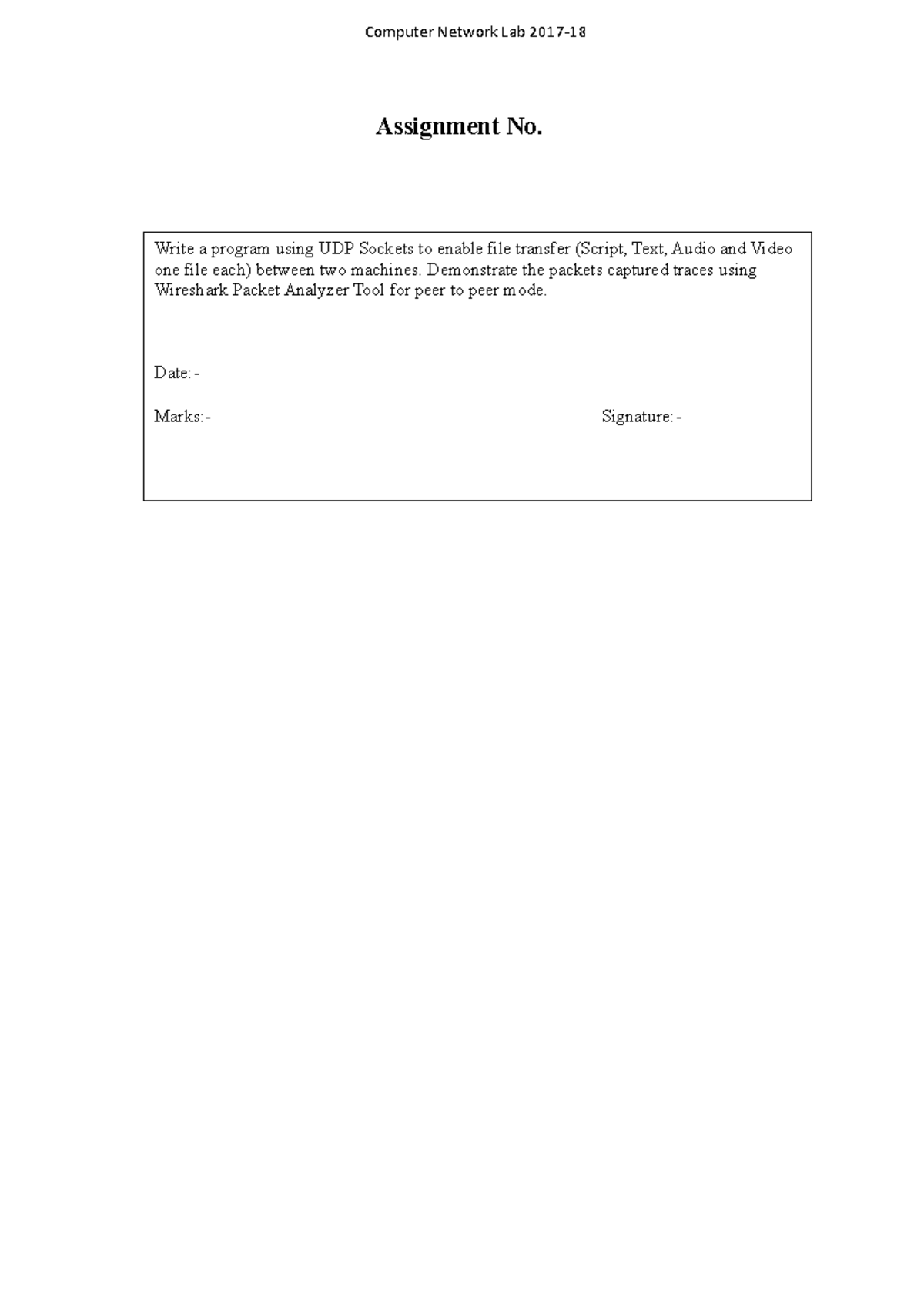 7cnl Assgn A8 Udp Cns Assignment Assignment No Write A Program