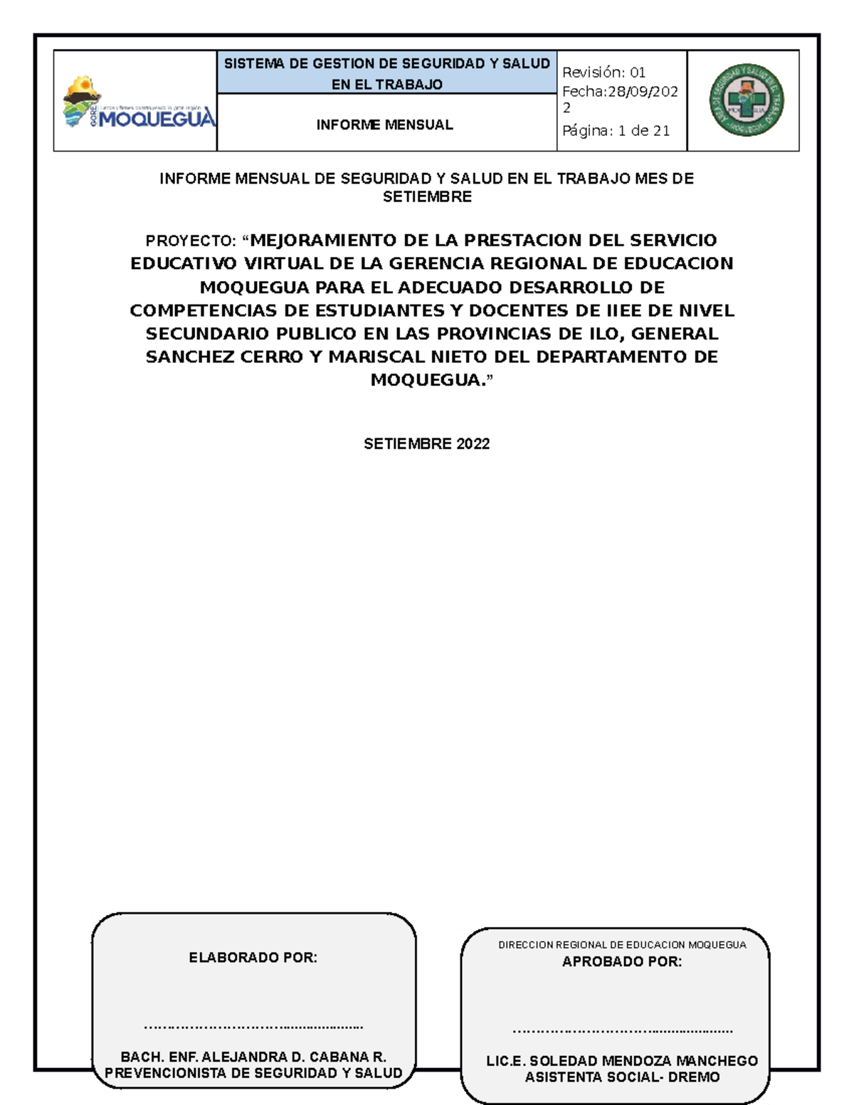 Informe Mensual DE Seguridad Y Salud EN EL Trabajo MES DE Julio Modificado - Redacción de textos ...