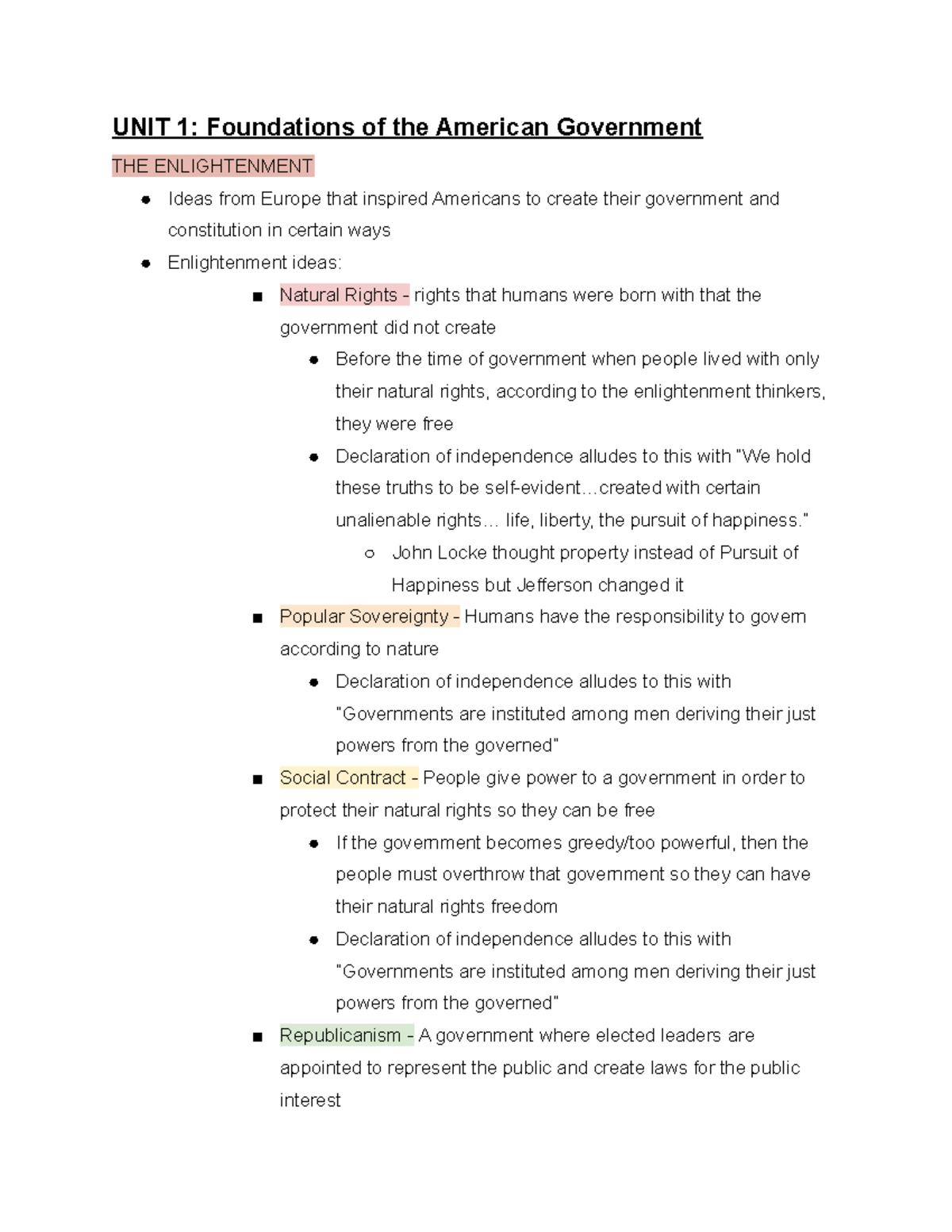 AP'S AP GOV Notes ) Woohoooooo - UNIT 1: Foundations of the American ...