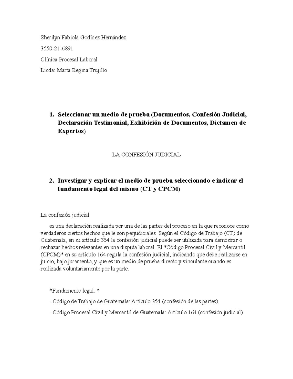 Medio DE Prueba - laboral - Sherilyn Fabiola Godínez Hernández 3550-21 ...