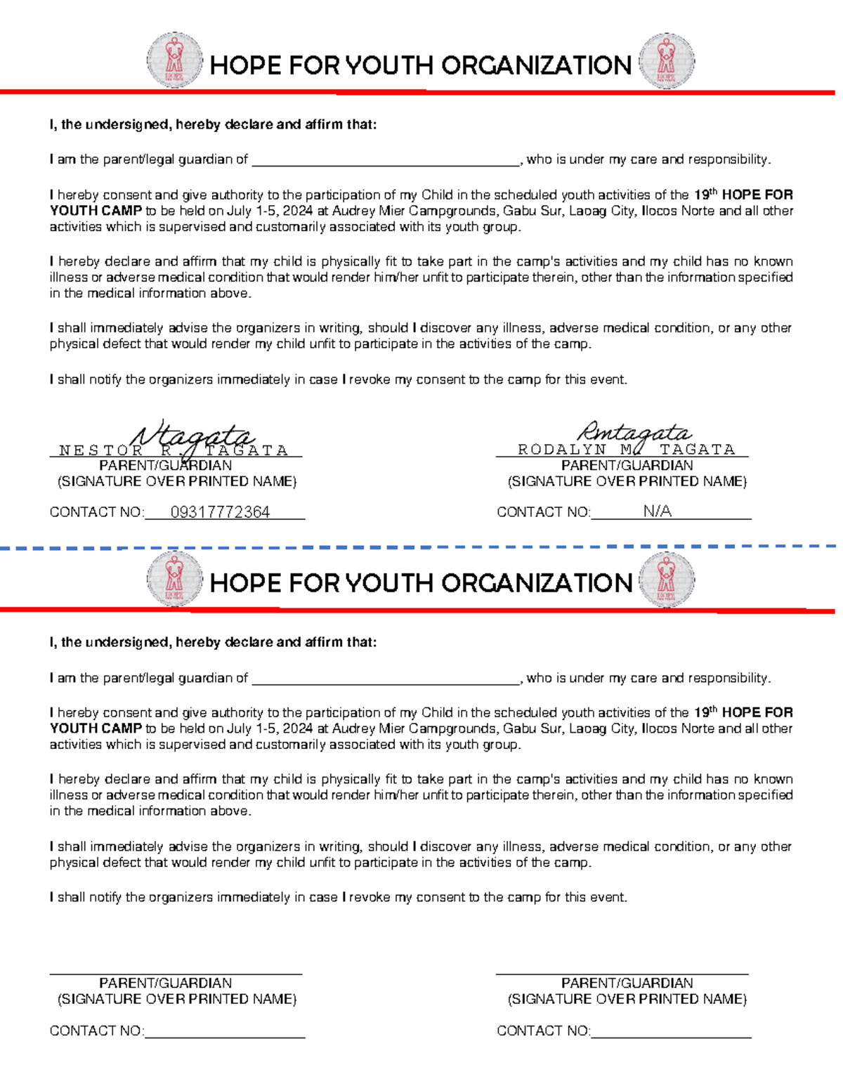 Signed Waiver - rhrthrtyhththhthjterhrt - HOPE FOR YOUTH ORGANIZATION I ...