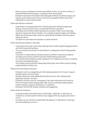 CTE 302 Notes 9 - Curriculum and evaluation in business/marketing and ...