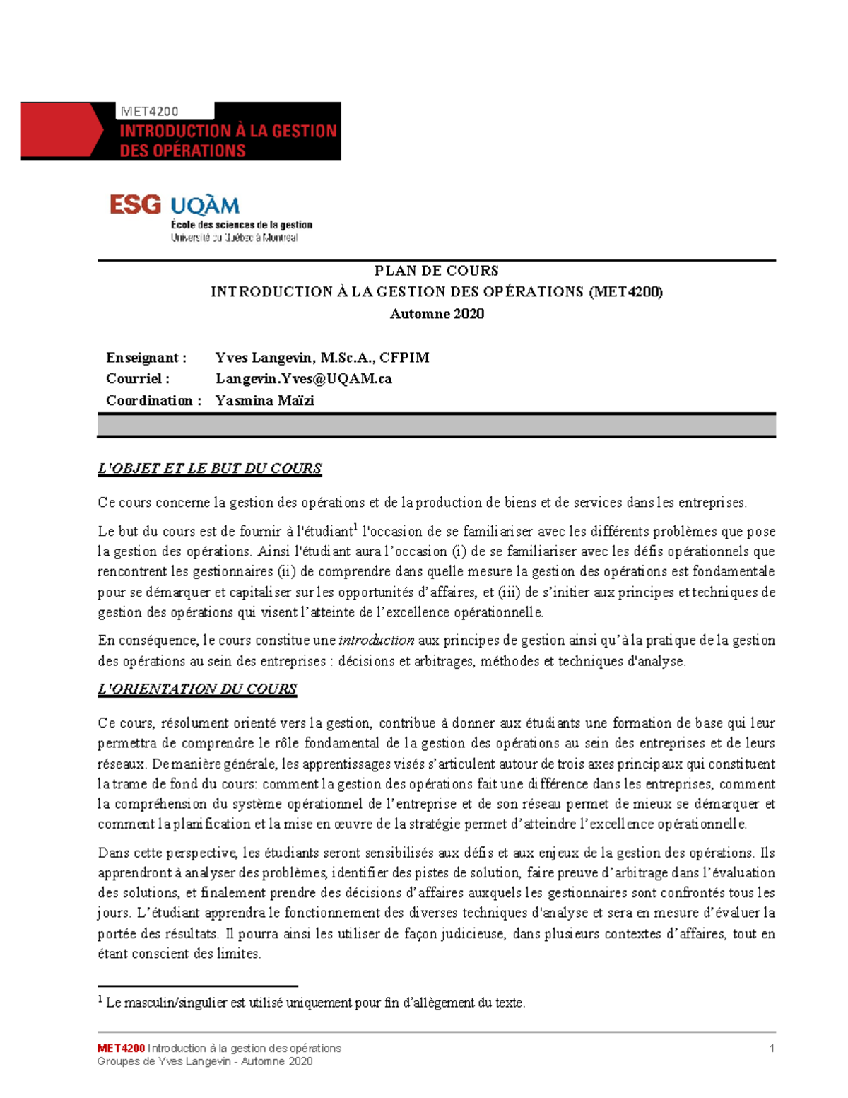 Plan de cours - Warning: TT: undefined function: 32 Warning: TT: undefined function: 32 MET42 00 ...