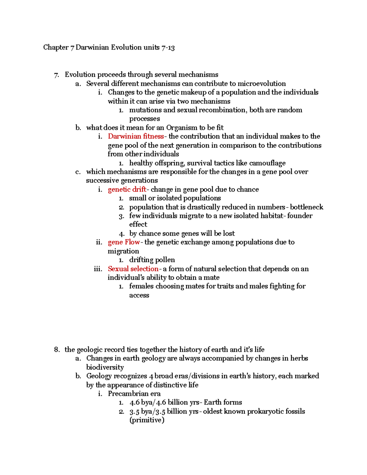 Chapter 7 Darwinian Evolution units 7-13 - Several different mechanisms ...