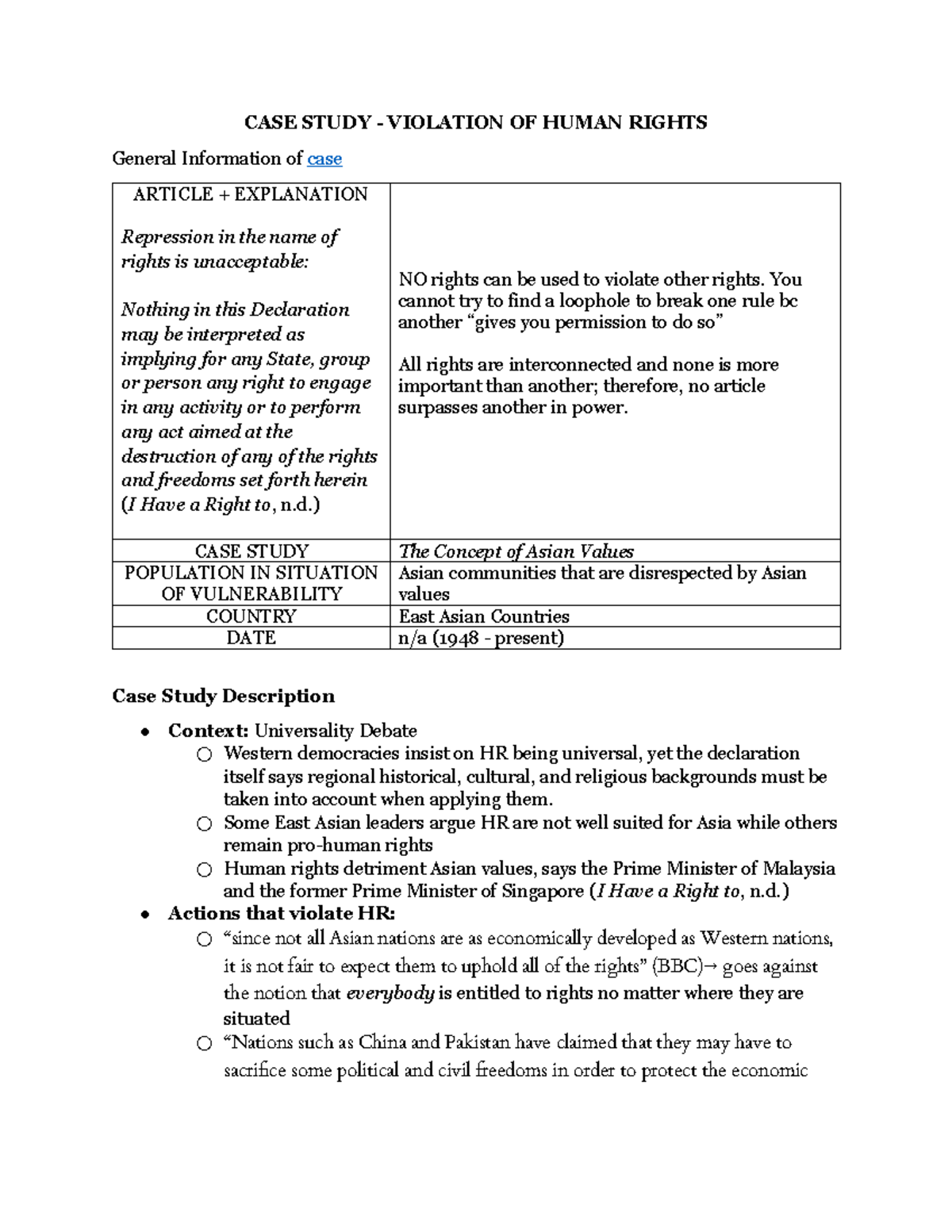 Violation of Human Rights - Case Study Grade 10 - CASE STUDY ...