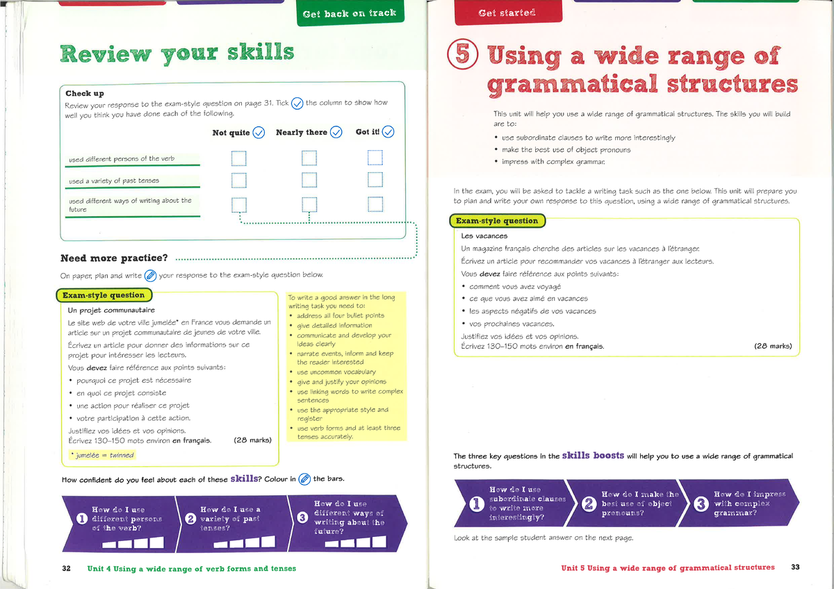 Target 9 Edexcel Writing 4 Using a wide range of verb forms and tenses ...