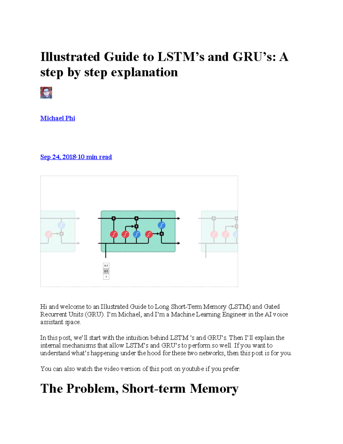 Illustrated Guide to LSTM - I’m Michael, and I’m a Machine Learning ...