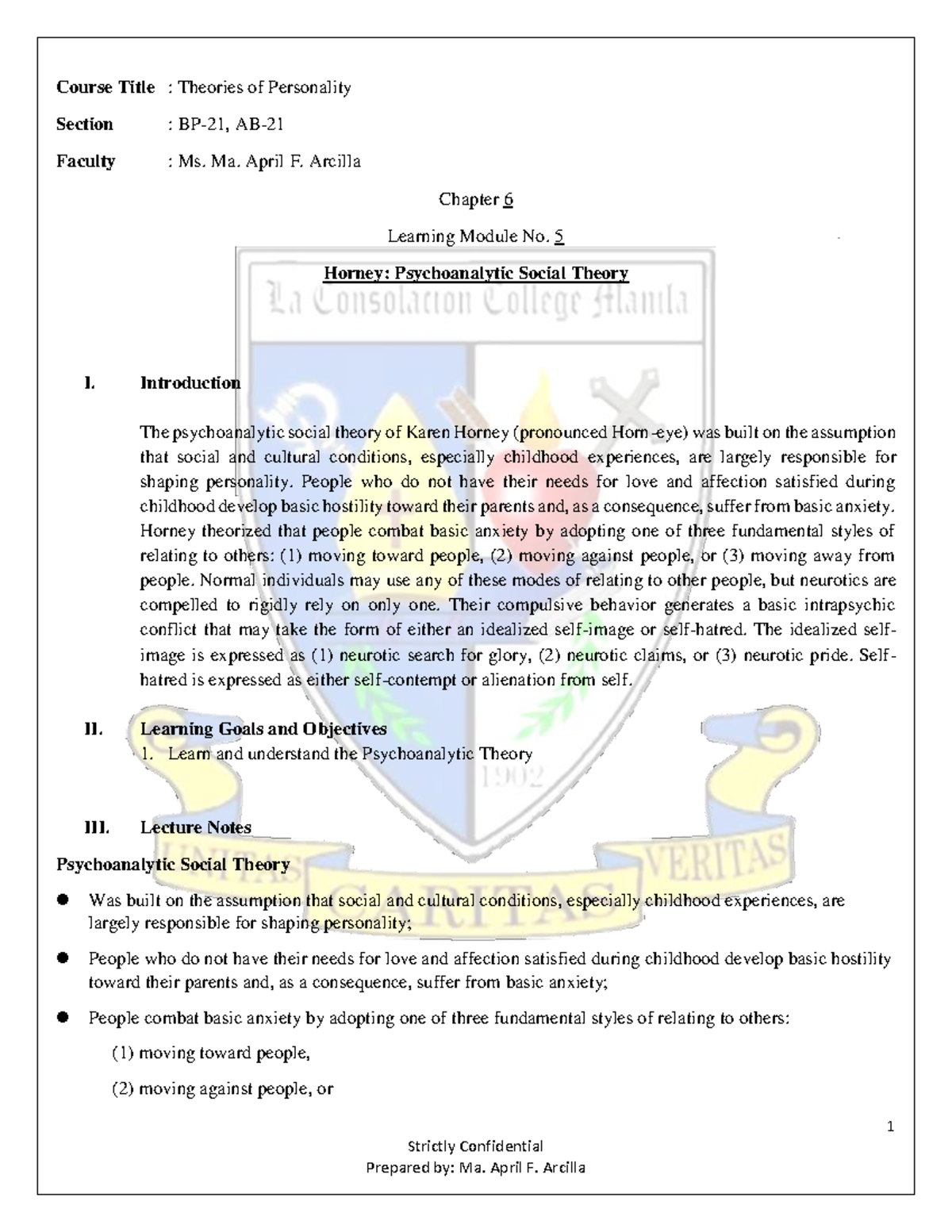 Module 5 TOP - notes - 1 Strictly Confidential Course Title : Theories ...