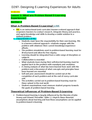 Task 1- Designing E learning Experiences for Adults D297 - Designing E ...