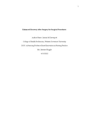 D031 Cohort reflection - Traci Boyles D031 Advancing Evidence-Based ...