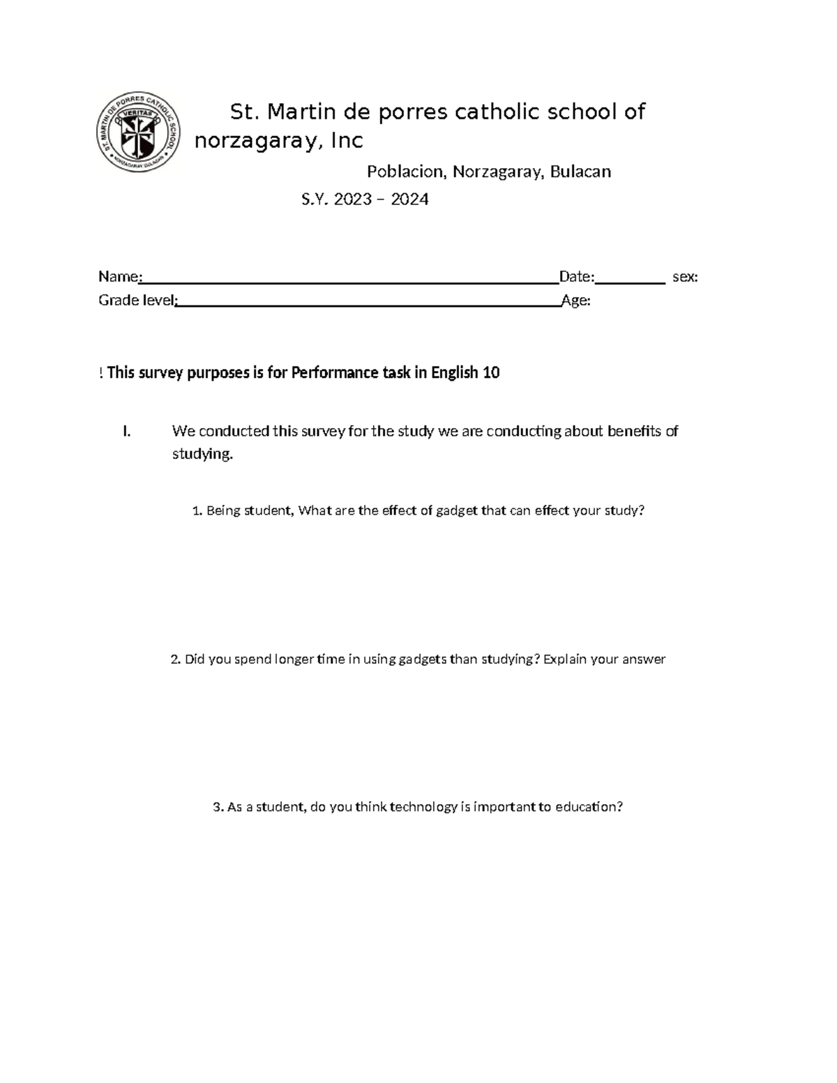 Question- Research-5 - more to come - St. Martin de porres catholic ...