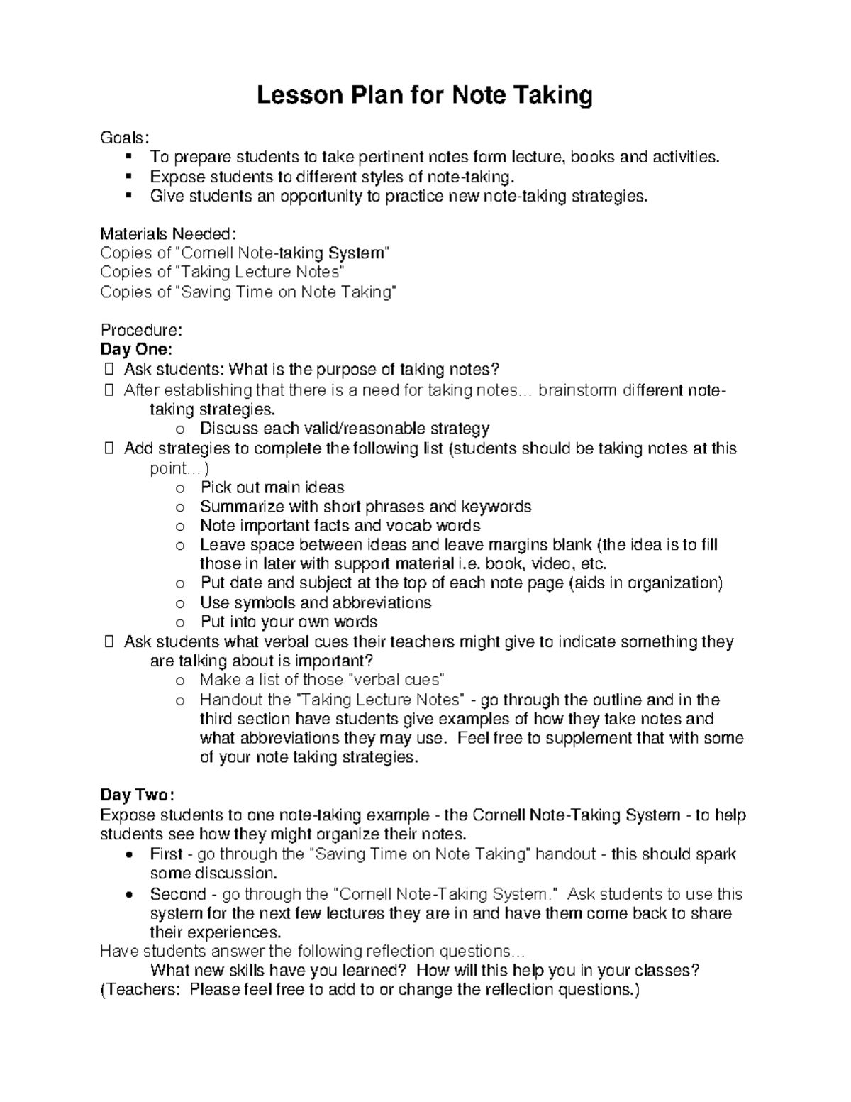 Note Taking Practice Worksheets