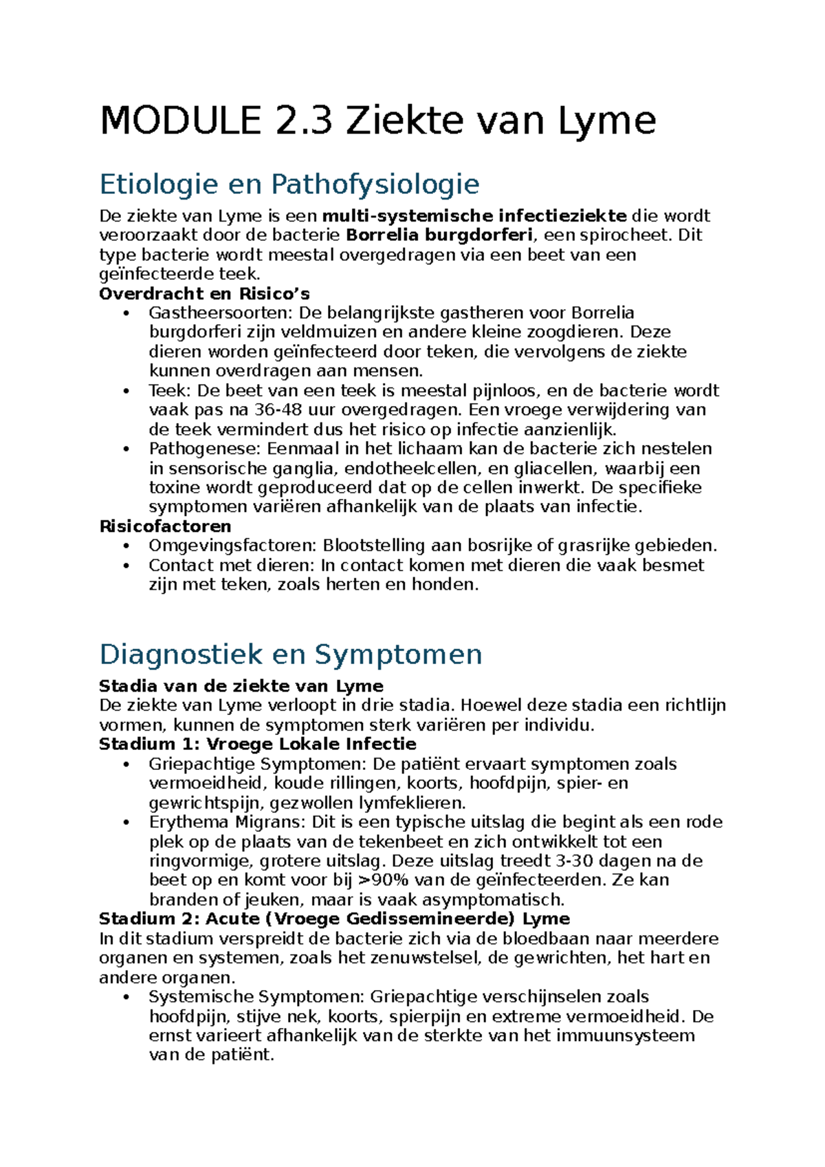 2.3 ziekte van lyme - MODULE 2 Ziekte van Lyme Etiologie en ...