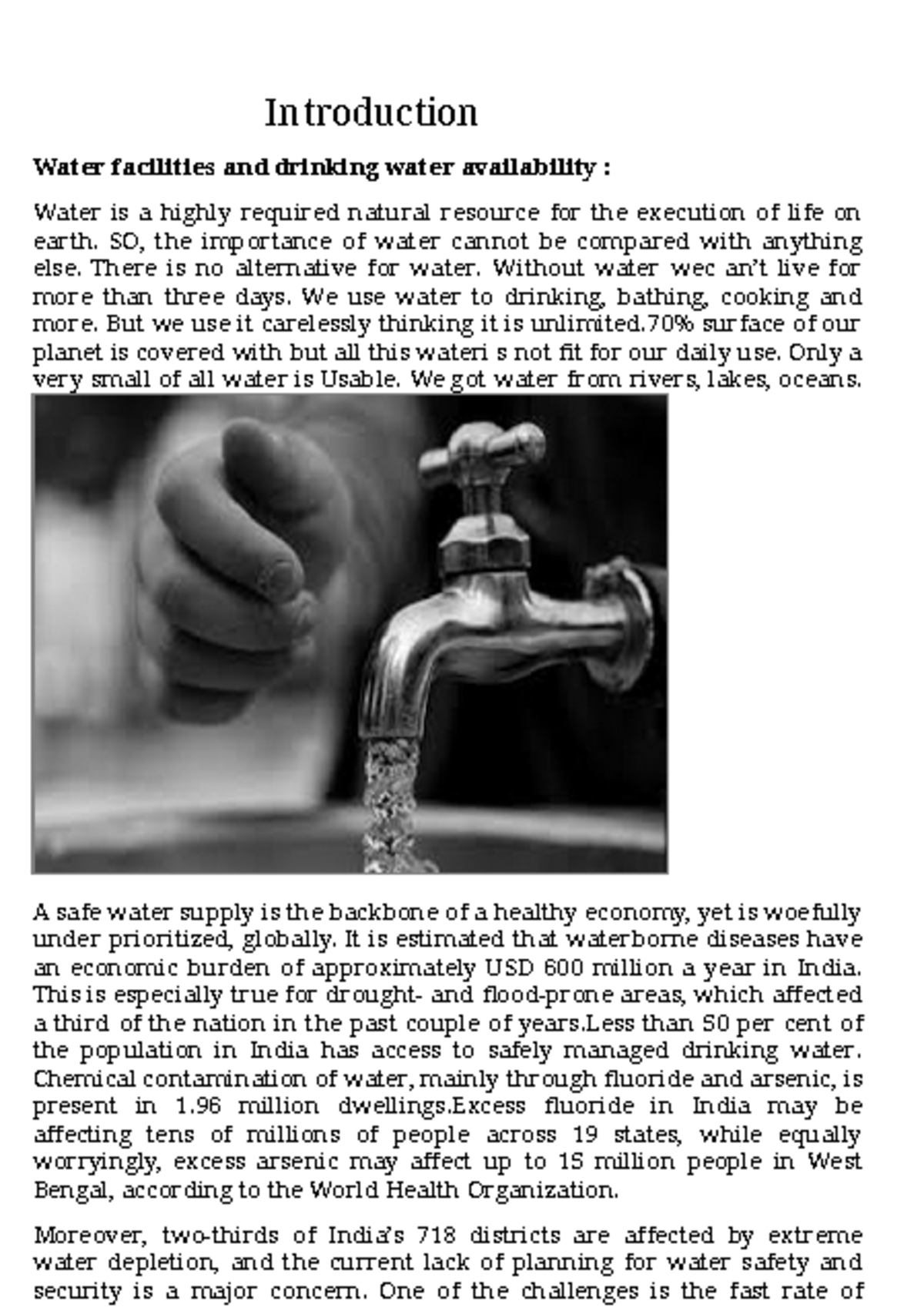 Chapter-4 water facilities and drinking-water availability ...