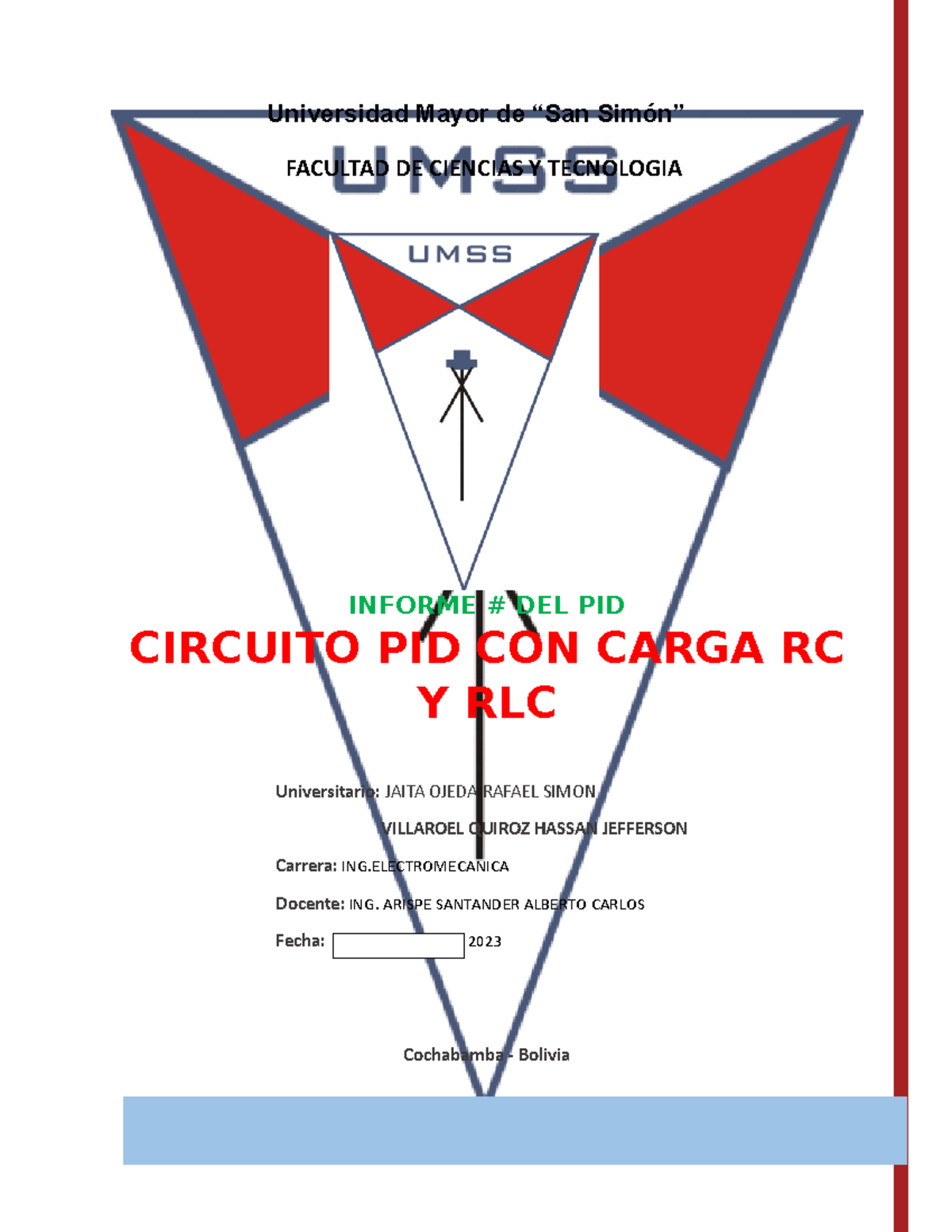 2.0 PID Sistremas DE Control - FACULTAD DE CIENCIAS Y TECNOLOGIA ...