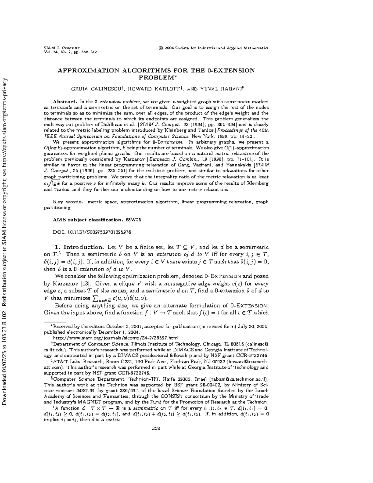 S0097539701395978 - Prof is Naveen Garg - SIAM J. COMPUT. ©c 2004 Society for Industrial and ...