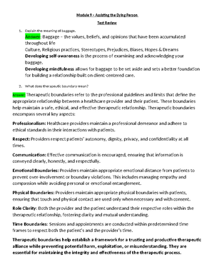 module 9 test psw - Module 9 - PSW Assisting the Dying Person Baggage ...