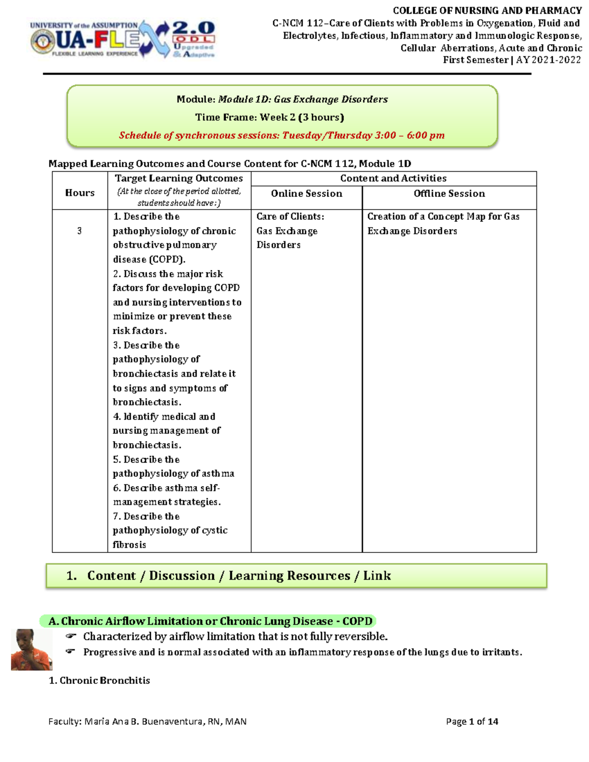 Module-1D-GED - lessons - C-NCM 1 12 – Care of Clients with Problems in ...