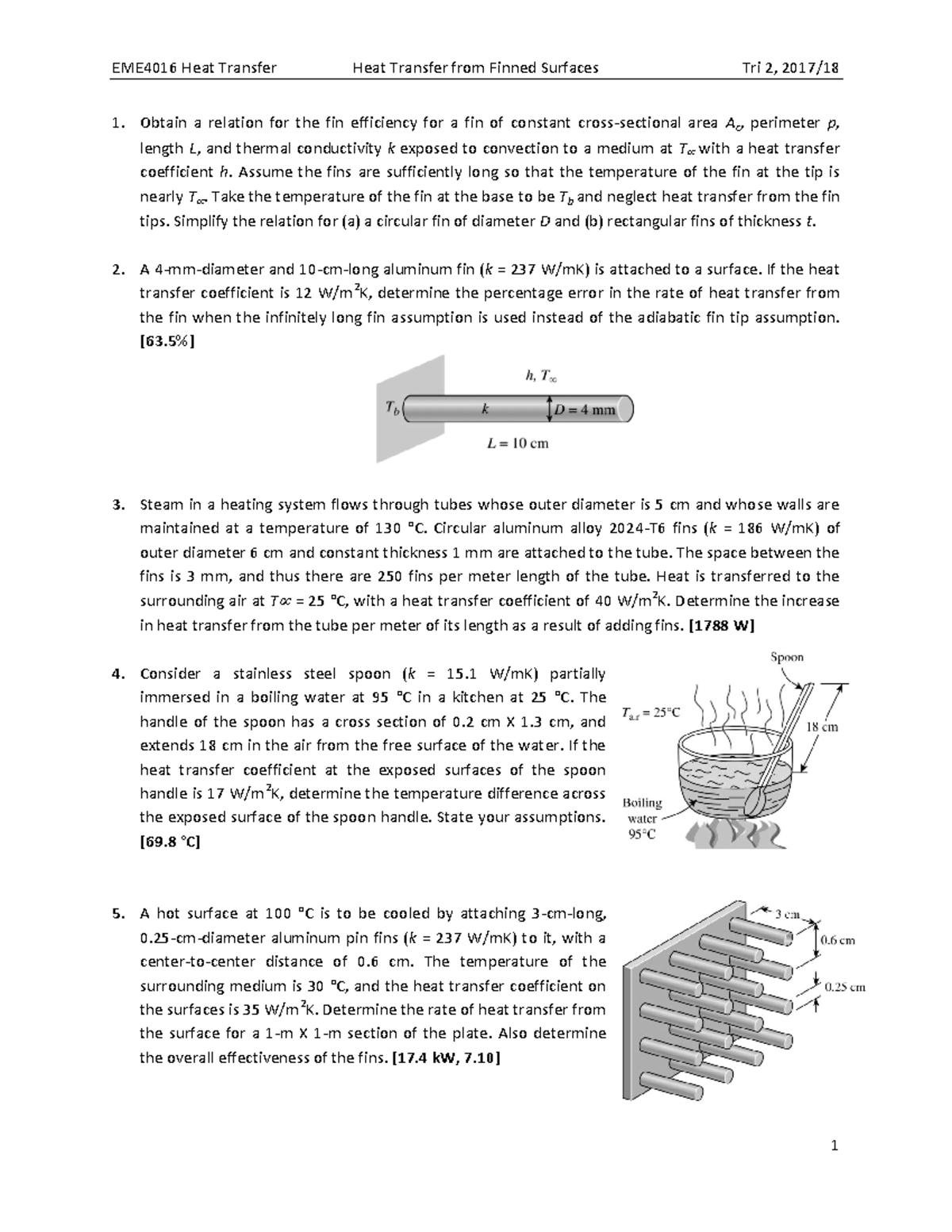 194039 Tutorial-Finned Surfaces - EME4016 Heat Transfer Heat Transfer ...