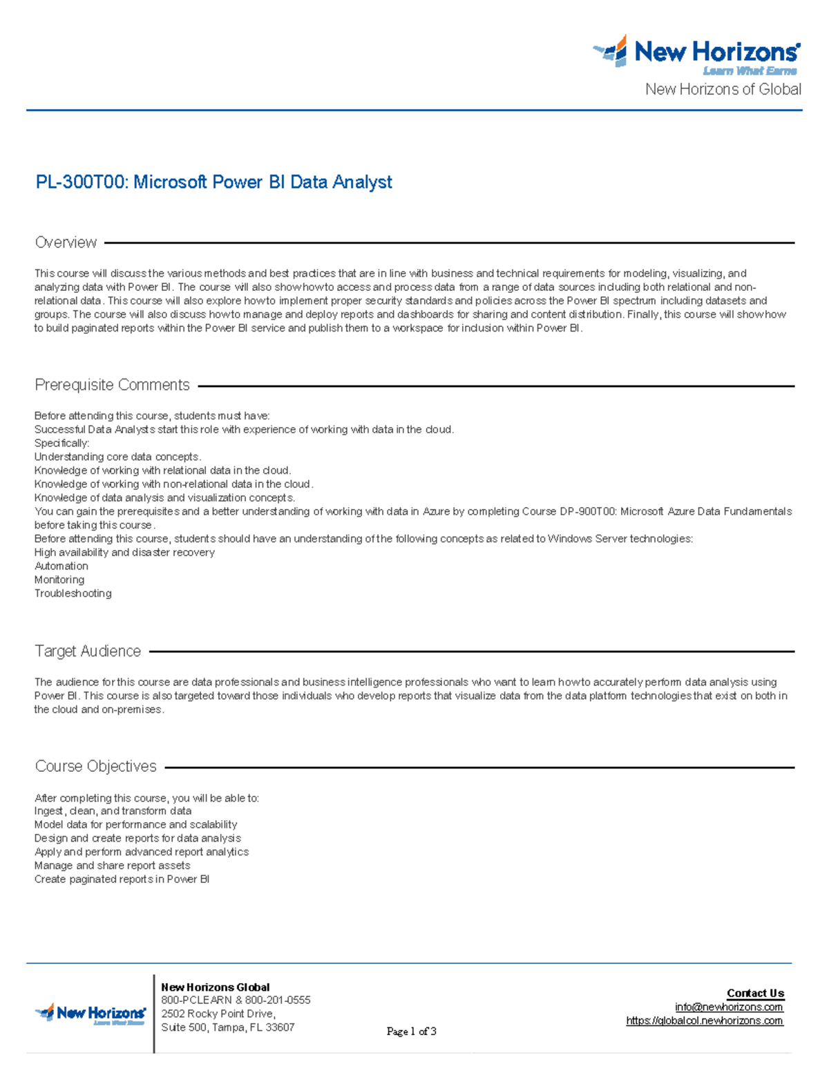 Course outline for the module - PL-300T00: Microsoft Power BI Data ...