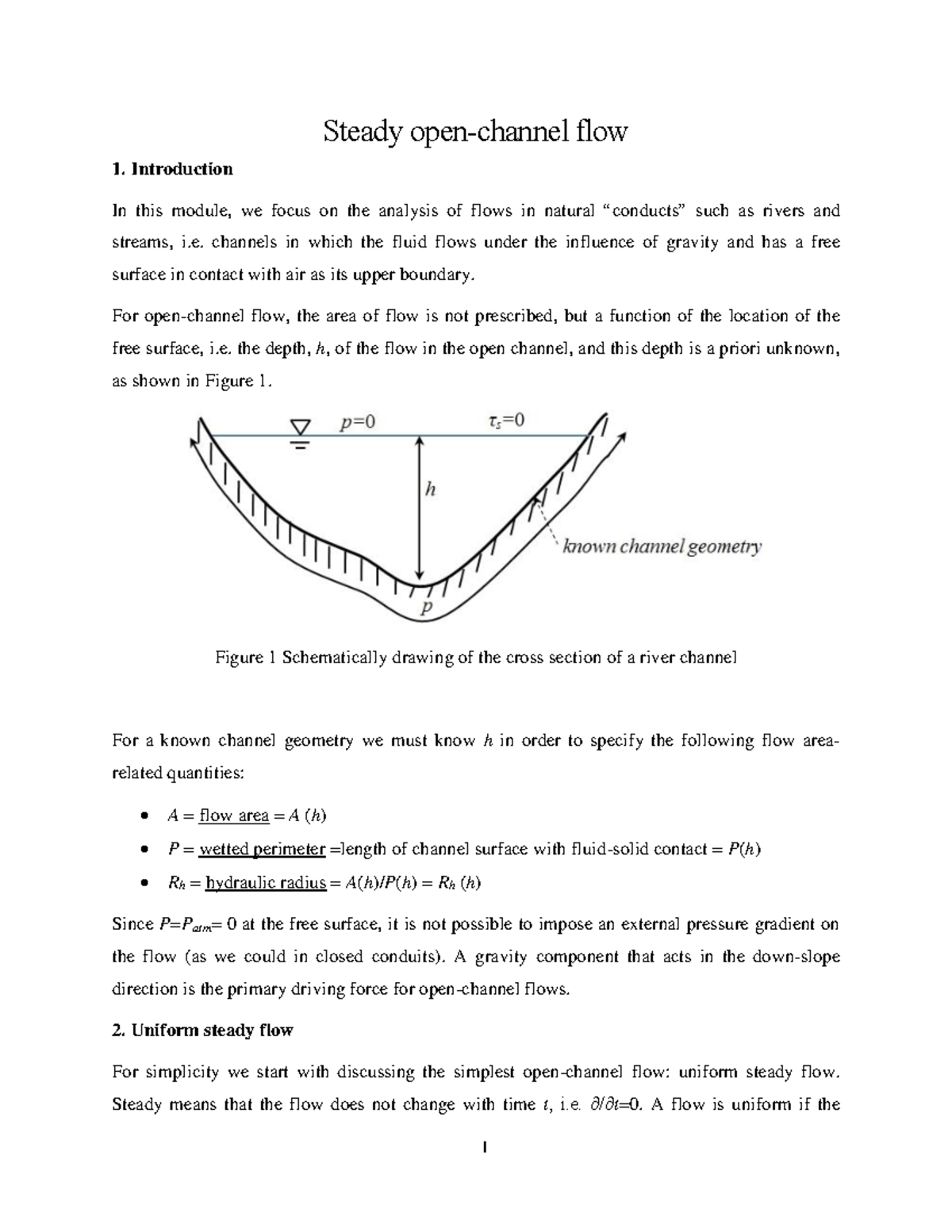 Summary - lecture part1 - Steady open-channel flow - Steady open ...