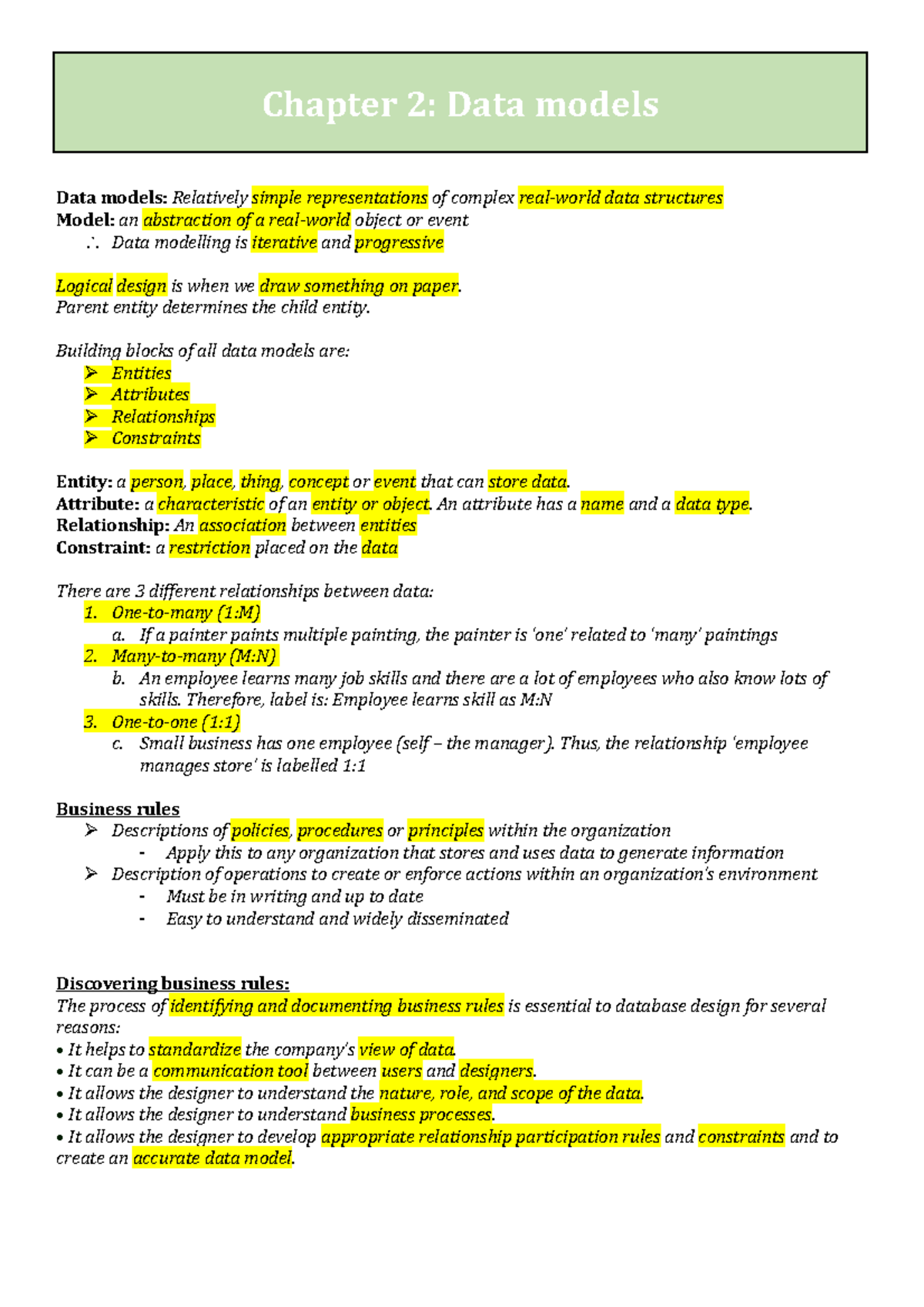 Chapter 2 INF 214 2021 - Data models: Relatively simple representations ...
