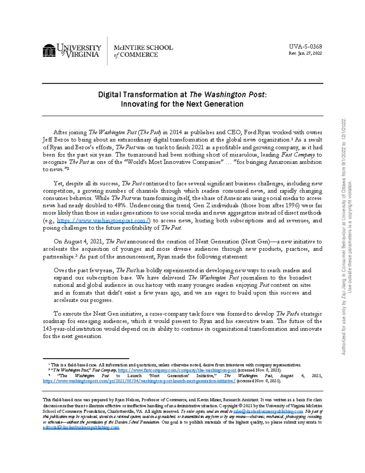 UVAS0368 pcu - UVA-S- Rev. Jan. 27, 2022 This field-based case was ...