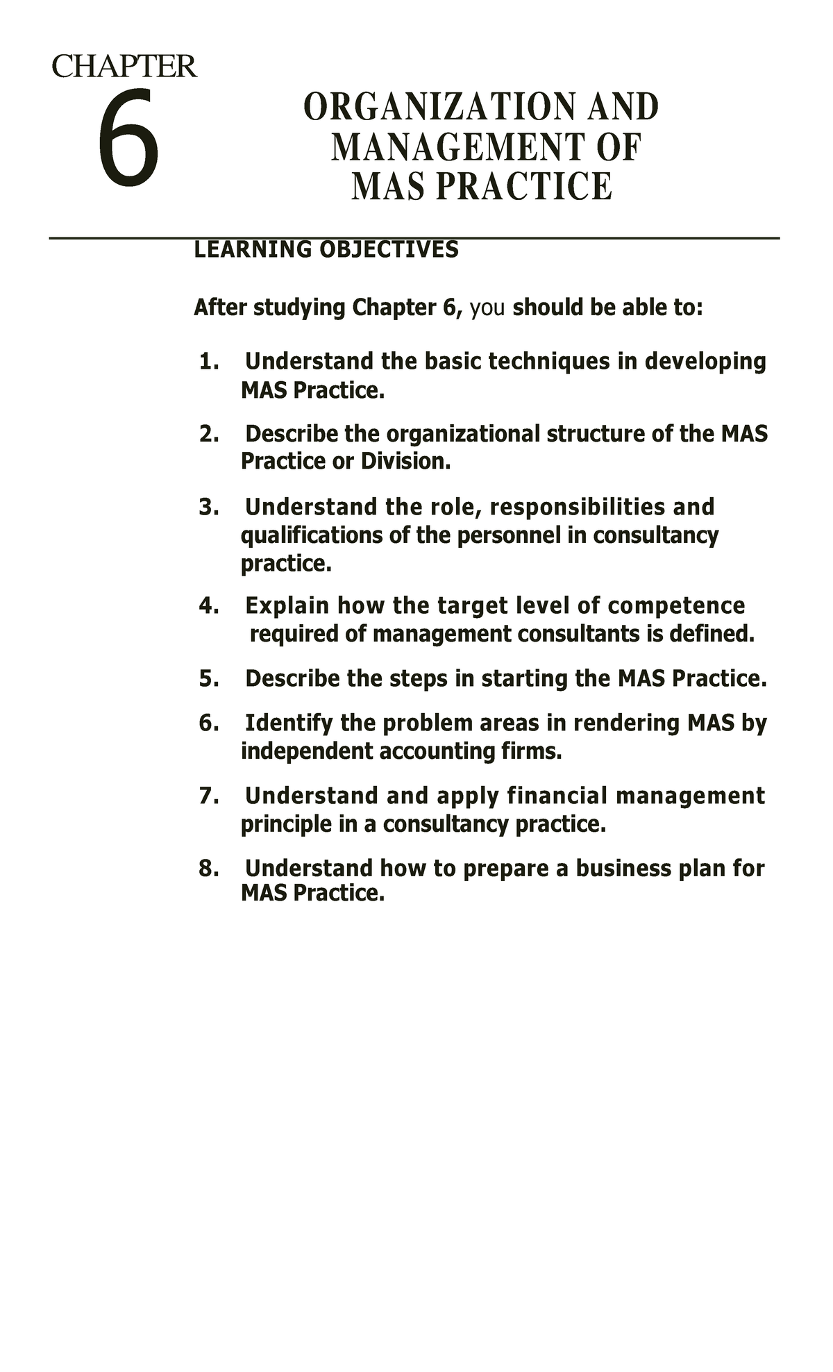 Organization and Management of MAS Practice - CHAPTER 6 ORGANIZATION ...