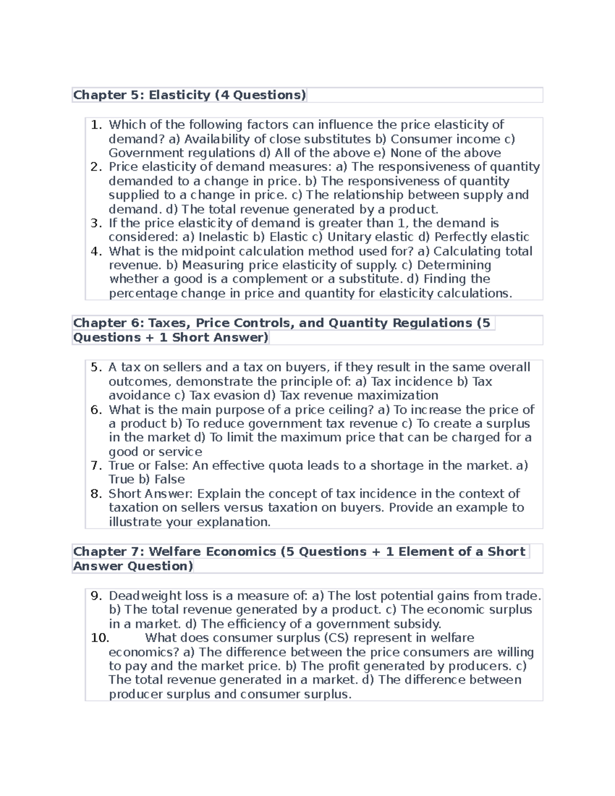 Econ practice test review #2 - Chapter 5: Elasticity (4 Questions) 1 ...