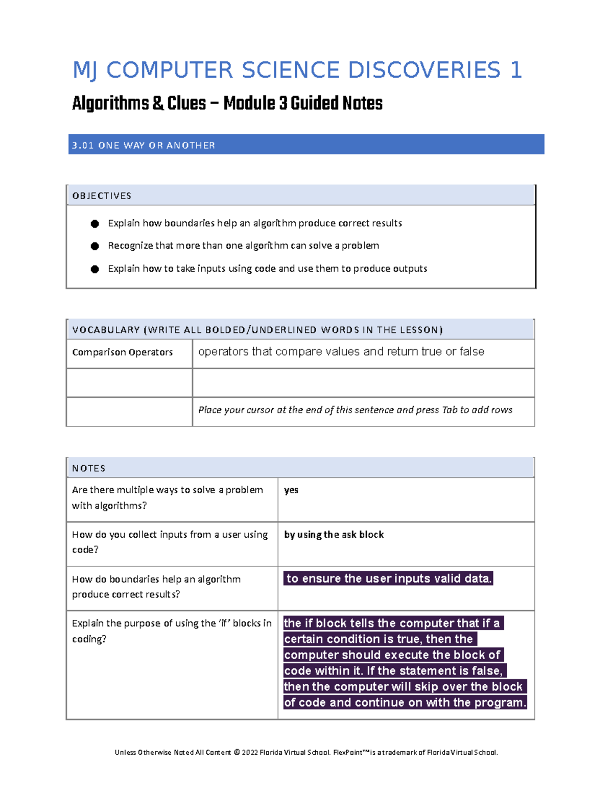 Mod 3 Computer Science Mj Computer Science Discoveries 1 Algorithms And Clues Module 3 Guided