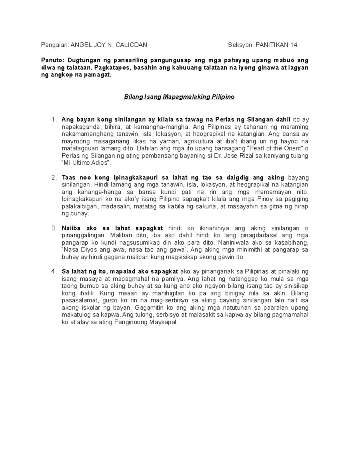 Calicdan Panitikan 14 Sanaysay - Pangalan: ANGEL JOY N. CALICDAN ...